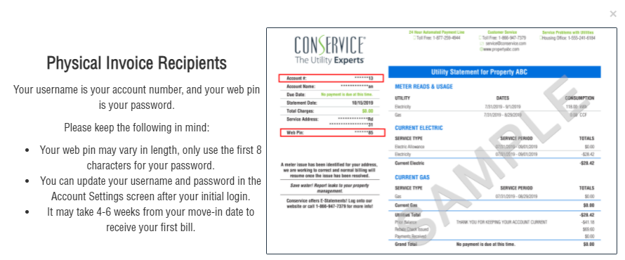 Website Login - www.utilitiesinfo.com – Conservice The Utility Experts