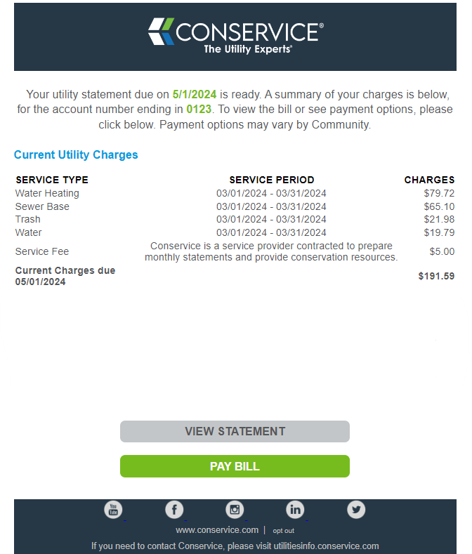 Electronic Billing (Ebill) – Conservice The Utility Experts