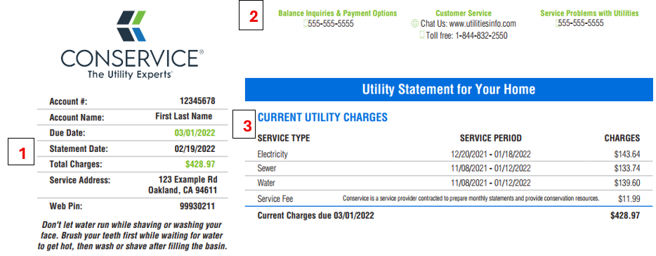How To Read Your Bill – Conservice The Utility Experts